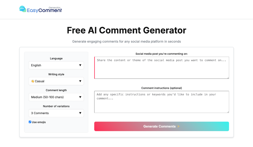 Easy Comment Generator | PitchWall